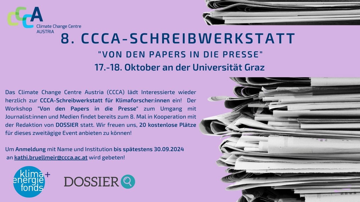 8. CCCA-Schreibwerkstatt für Nachwuchswissenschaftler:innen - Climate ...